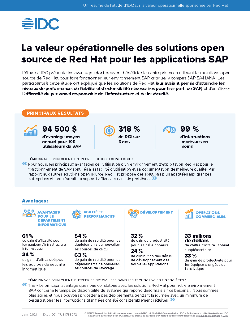 La valeur commerciale de l’utilisation des solutions Red Hat open ...